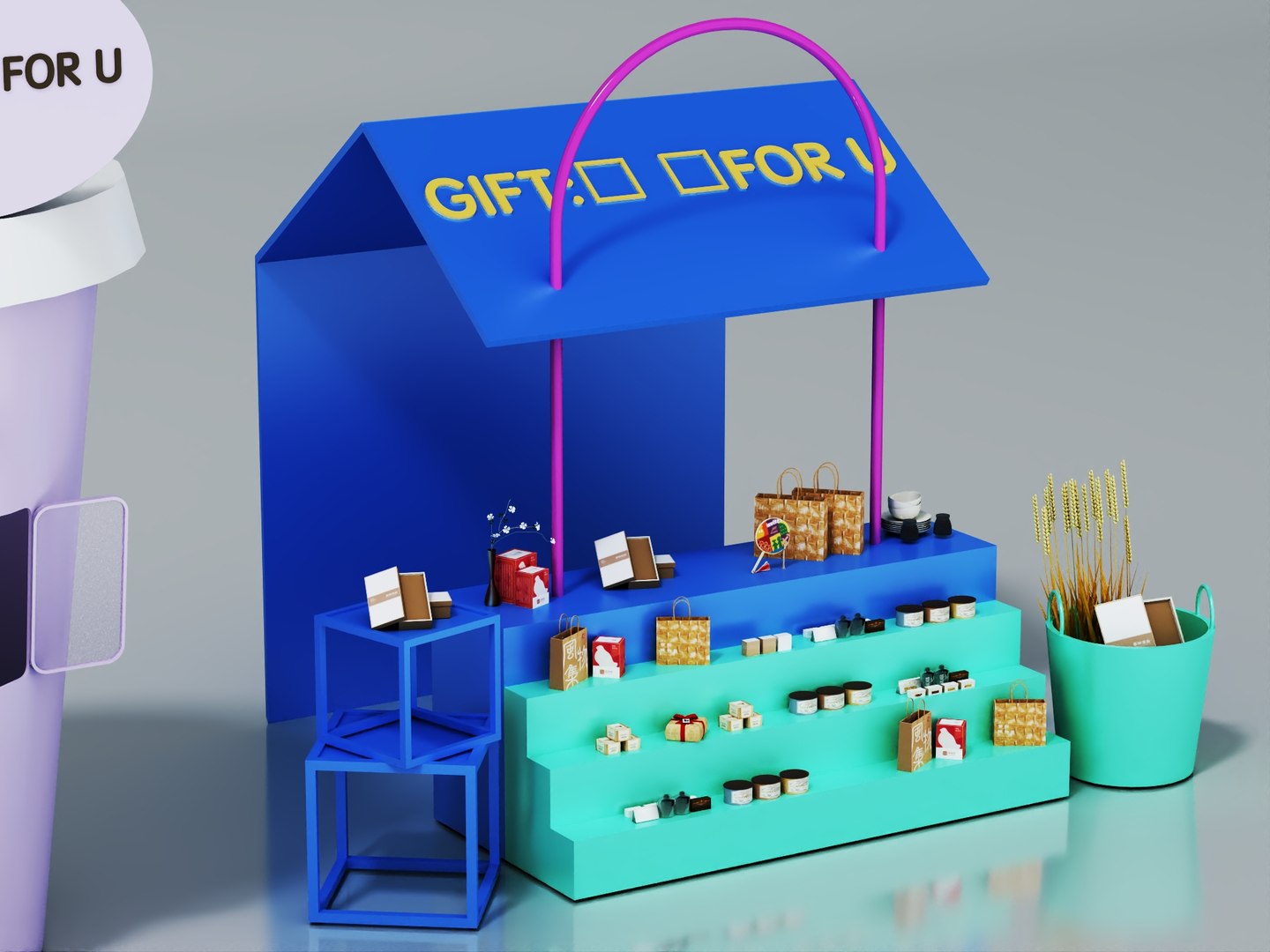 3D Cute Cartoon Gift Stall Branding Kiosk 3D Models Pack - TurboSquid ...