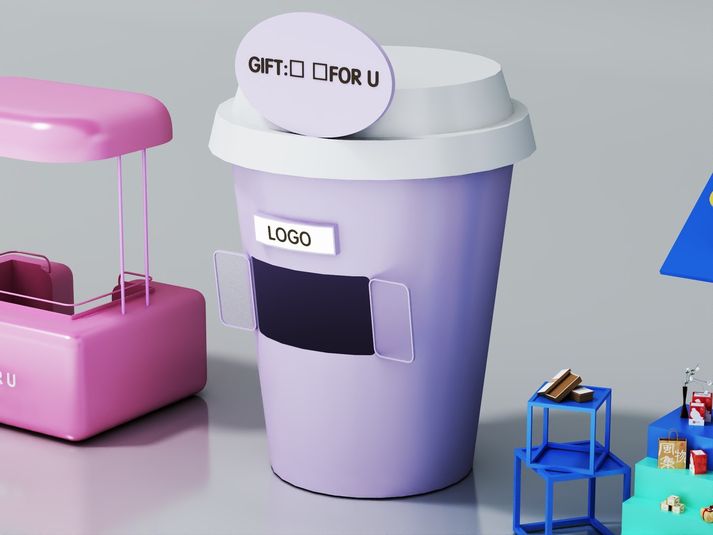 3D Cute Cartoon Gift Stall Branding Kiosk 3D Models Pack - TurboSquid ...