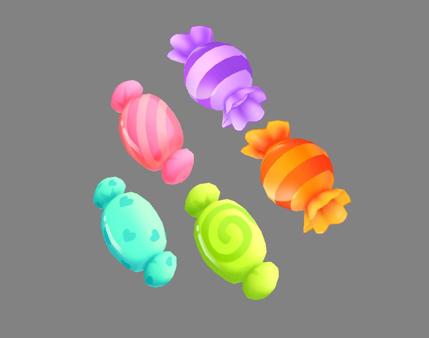 Cartoon Candies 3D Model - TurboSquid 1729946