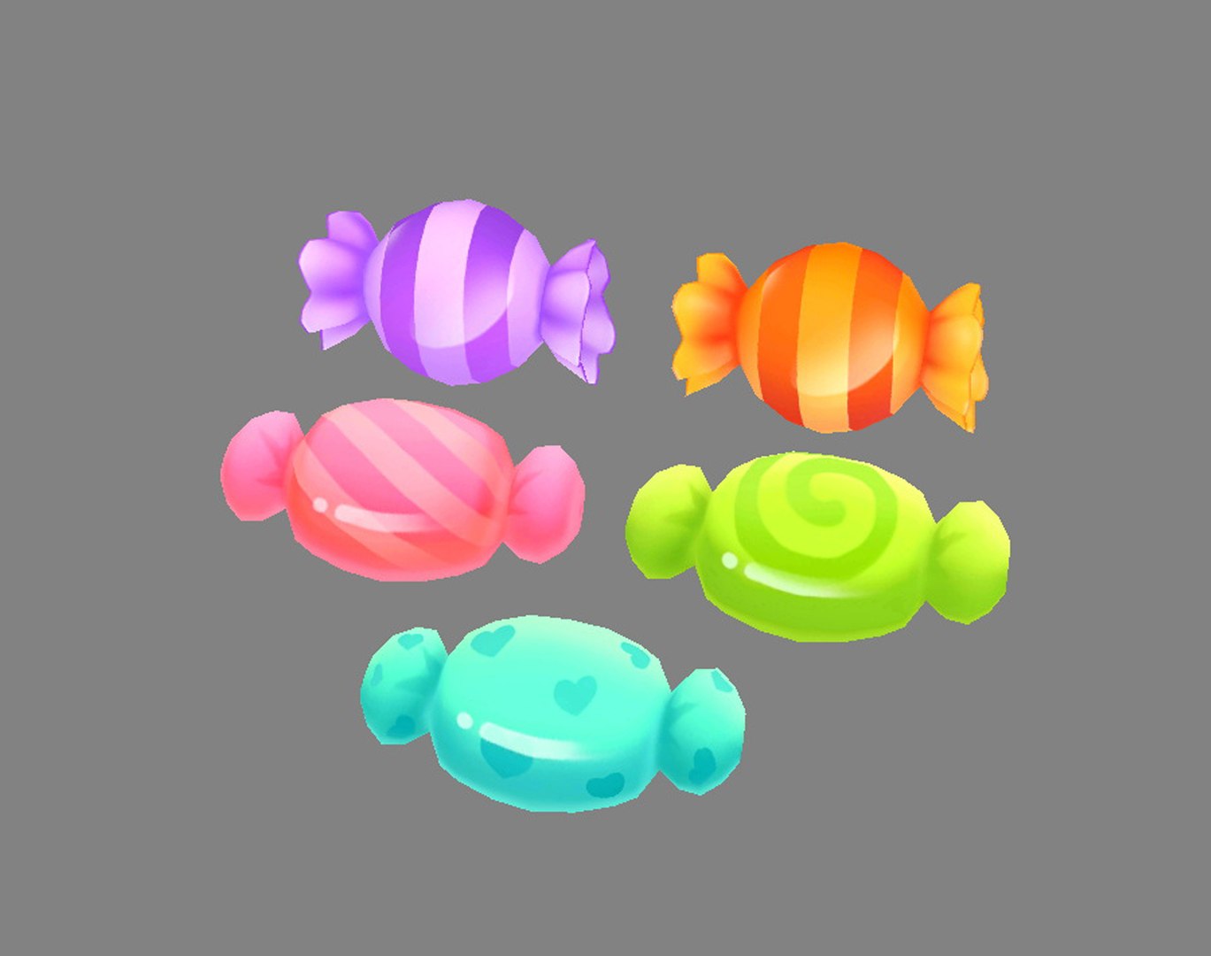 Cartoon Candies 3D Model - TurboSquid 1729946
