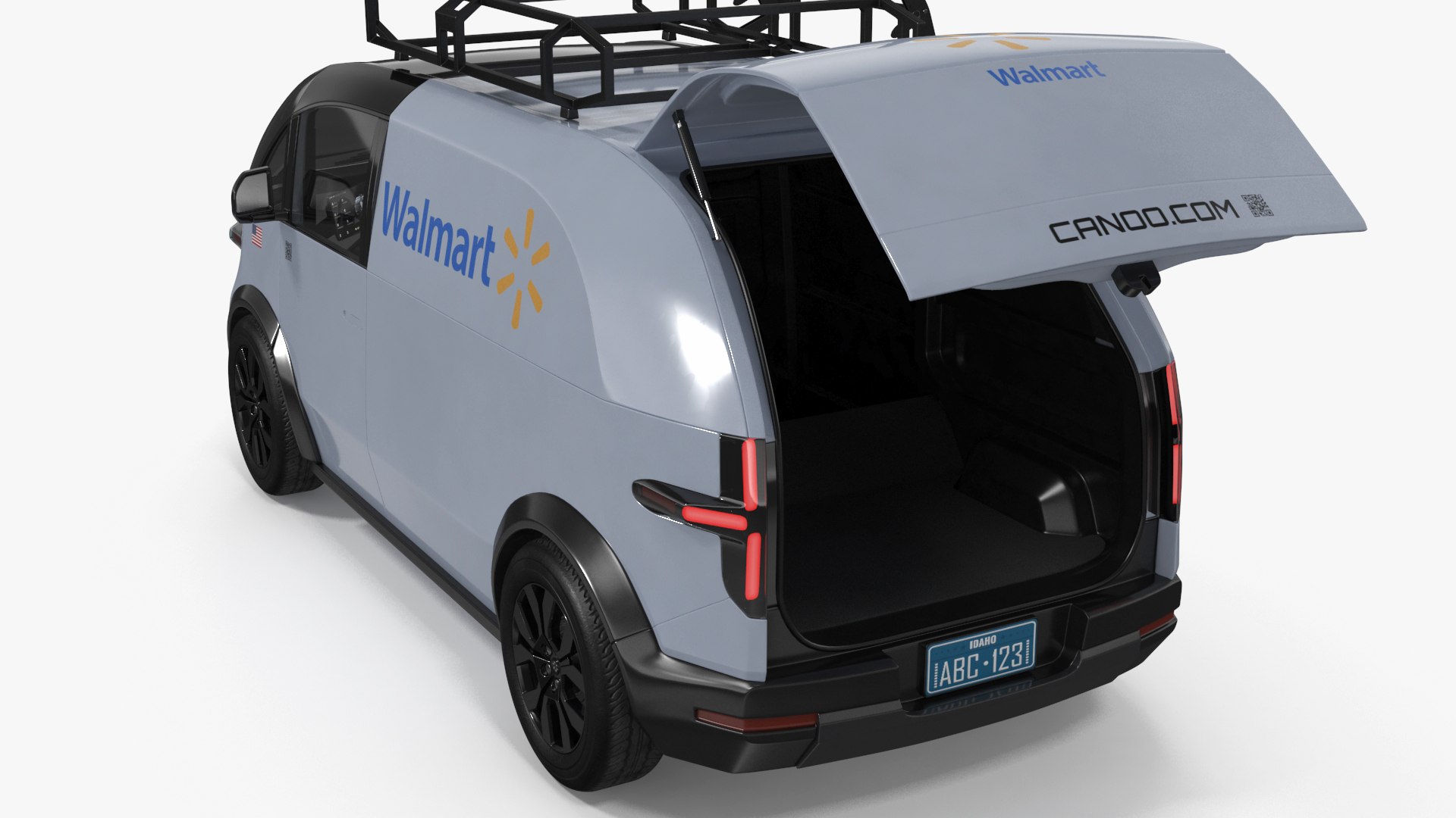 Electric Minivan Canoo Van Delivery Light Blue Rigged 3D model ...