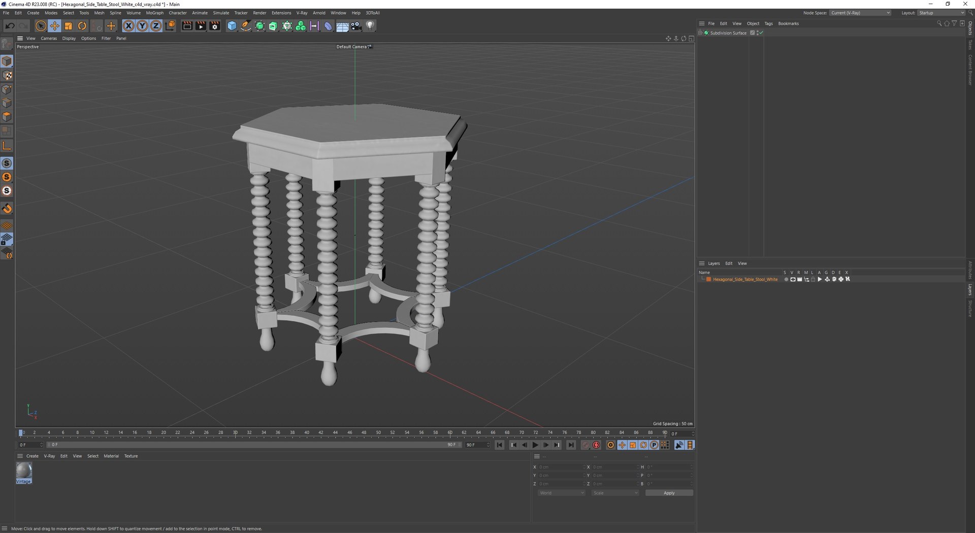 Hexagonal Side Table Stool White 3D - TurboSquid 2390126
