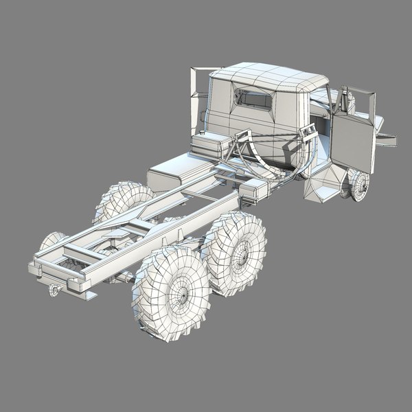 low-poly ural-375 chassis burnt 3d 3ds