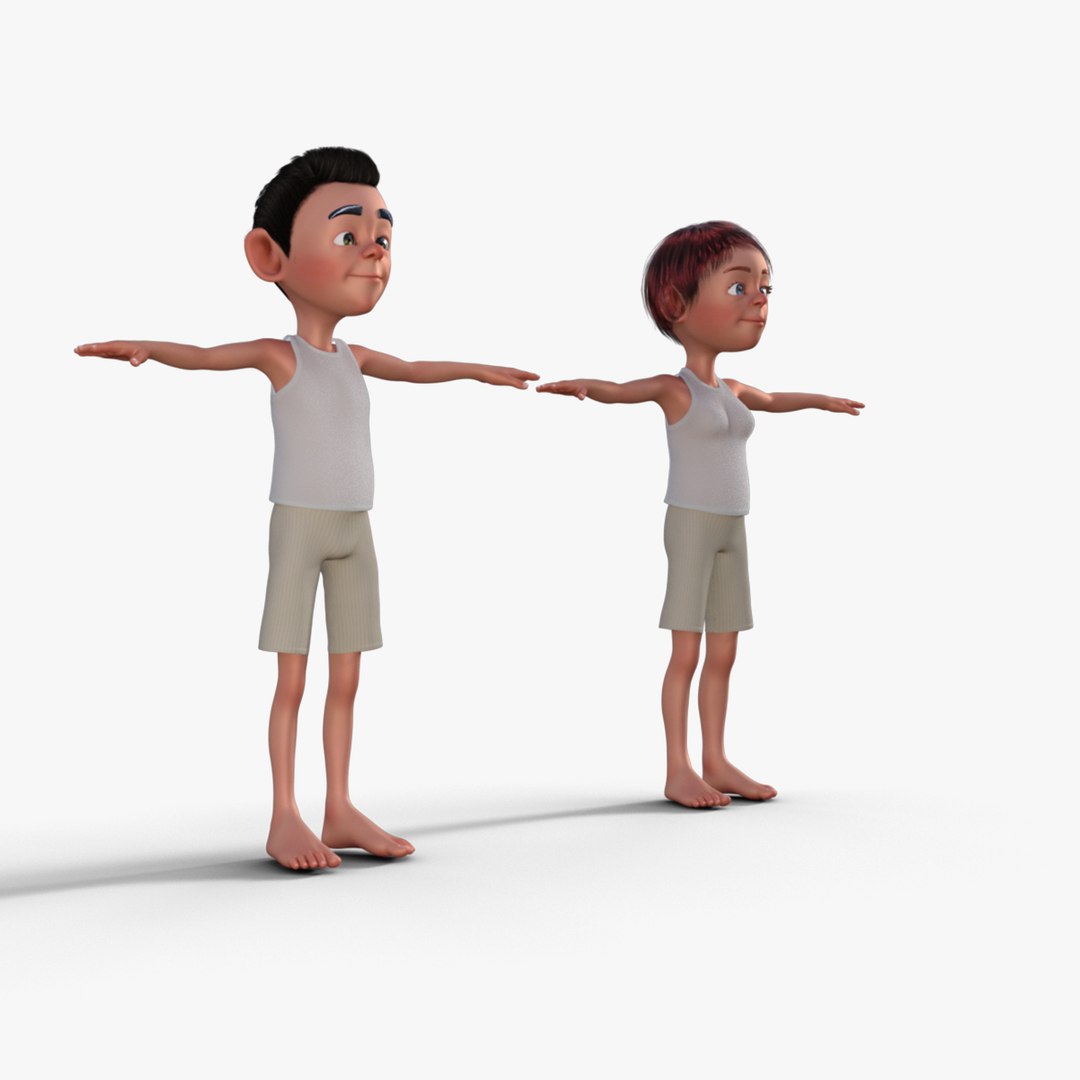 Cartoon Boy And Girl 3D Model - TurboSquid 1910908