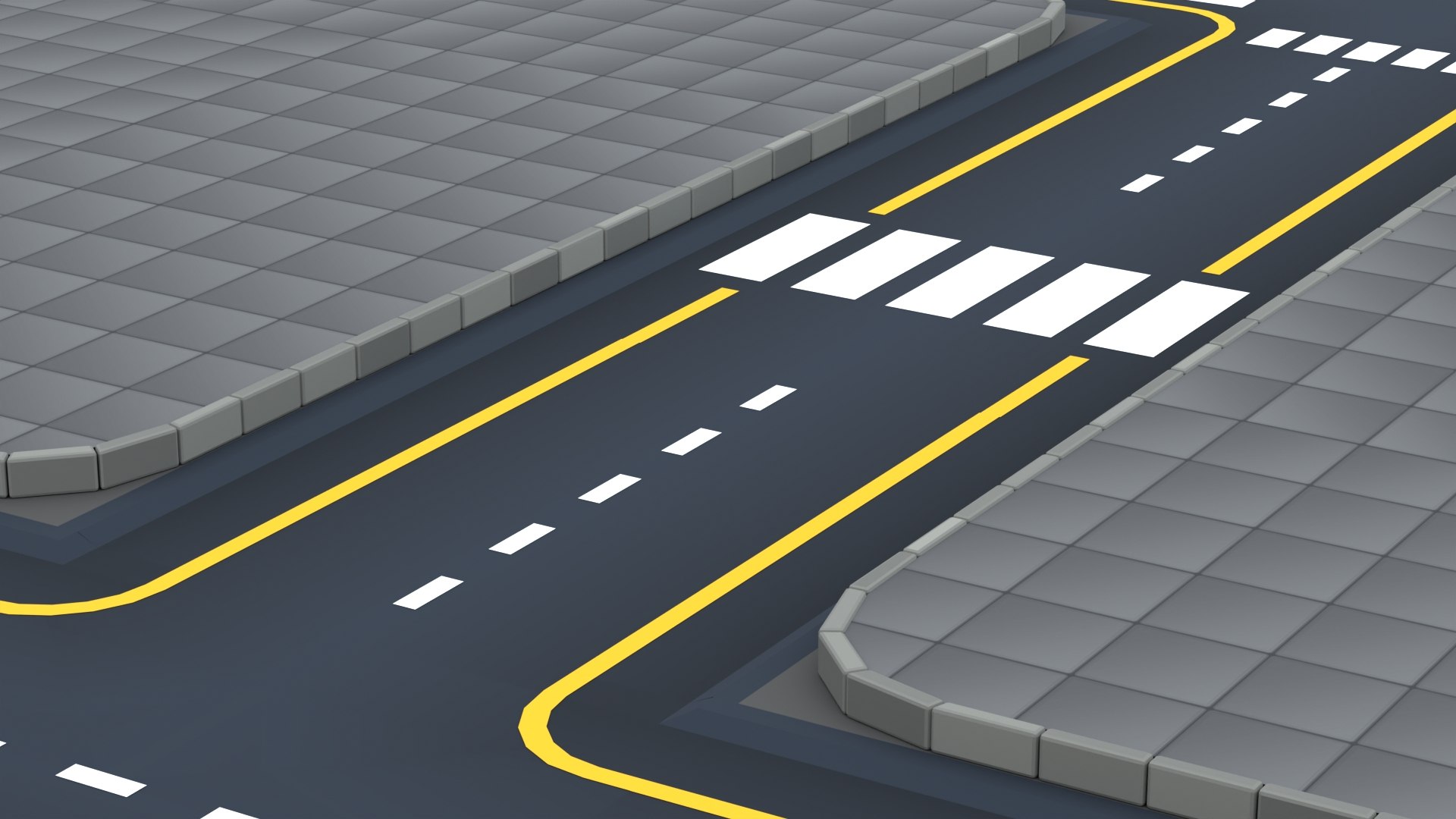 Cartoon Low Poly Modular Road City Floor Pack 3D - TurboSquid 2244881