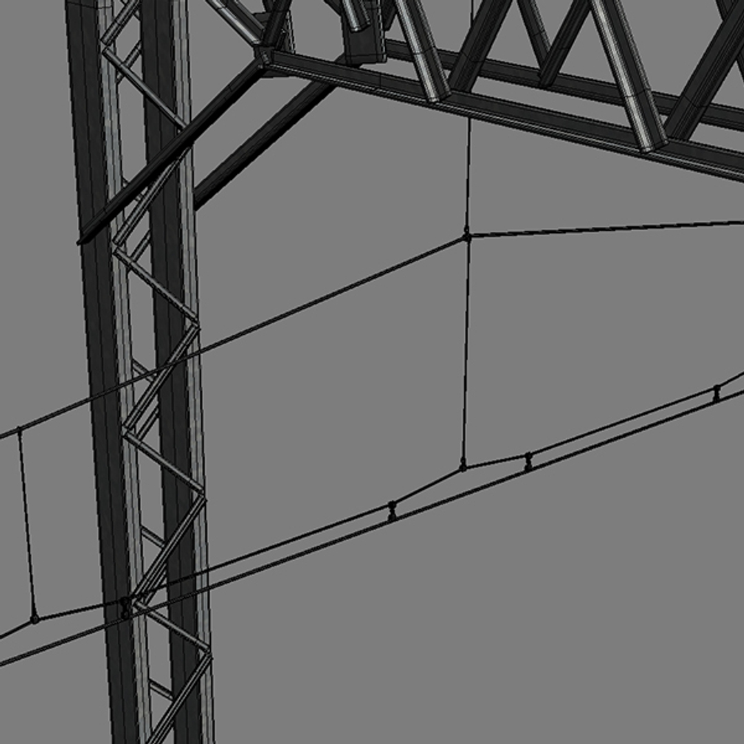 3d railway track catenary railroad rail