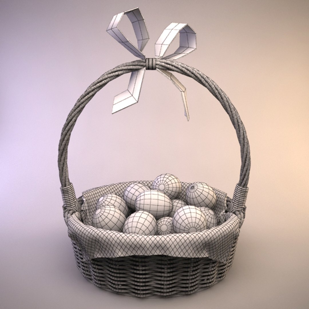 3d Easter Basket Eggs Model