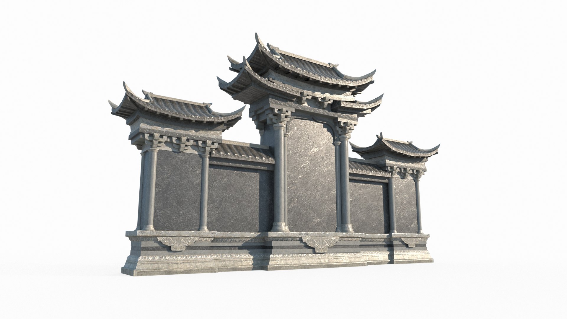 3D Mythological wall of ancient Asian architecture - TurboSquid 2073530