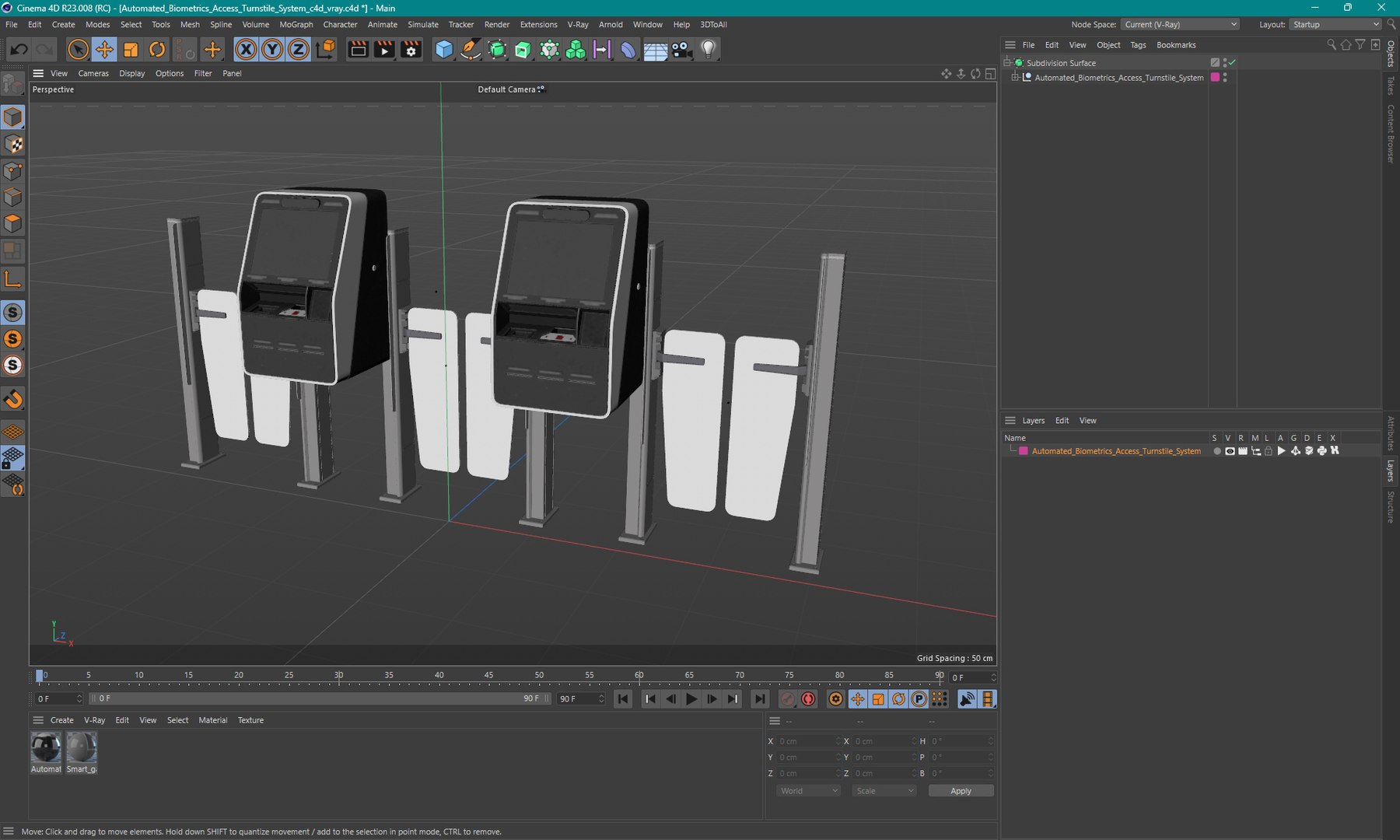 Automated Biometrics Access Turnstile System 3D - TurboSquid 2381707