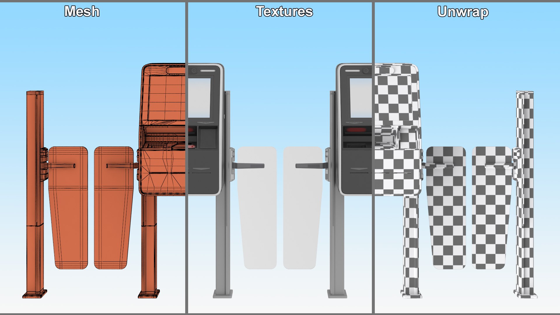 Automated Biometrics Access Turnstile System 3D - TurboSquid 2381707