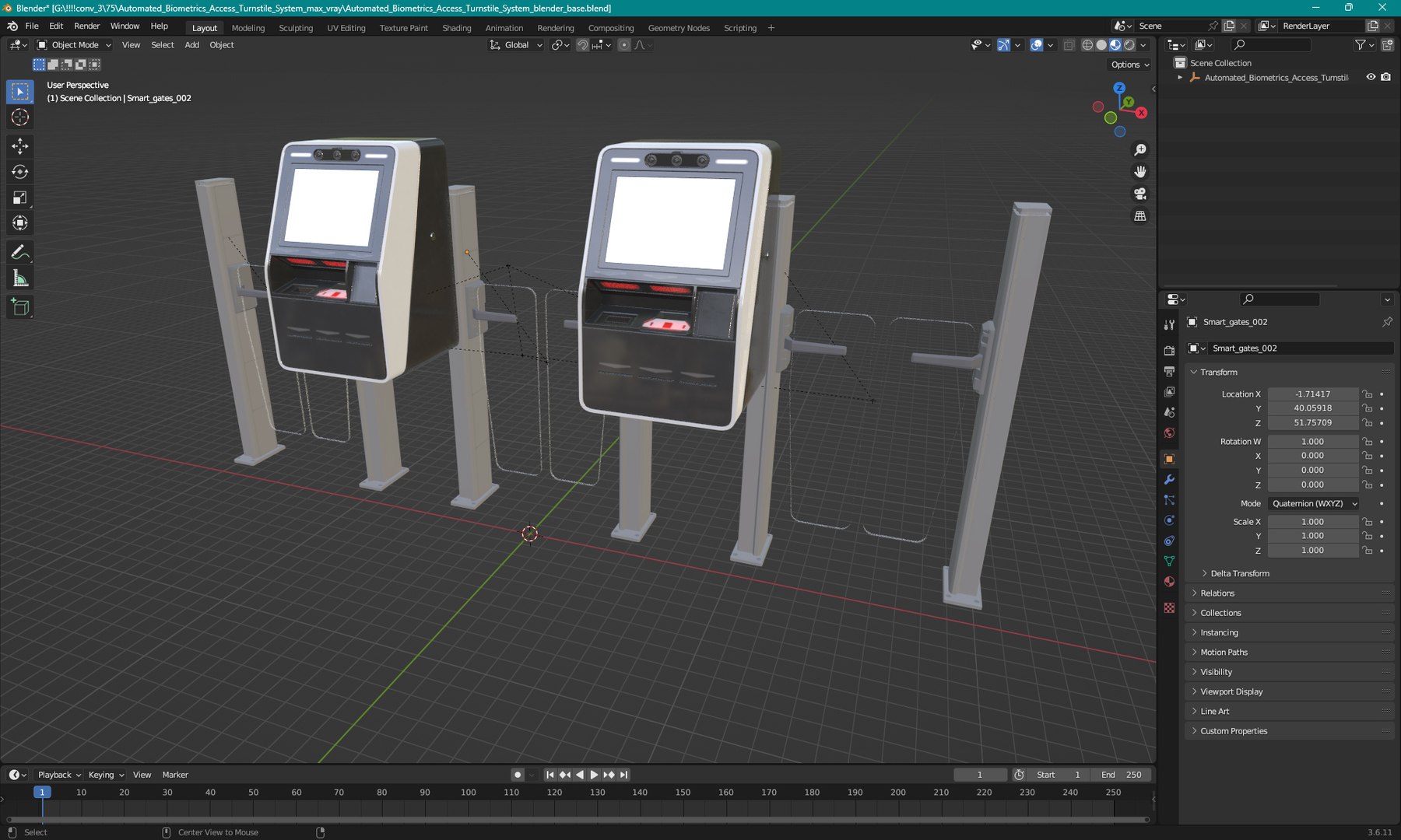 Automated Biometrics Access Turnstile System 3D - TurboSquid 2381707