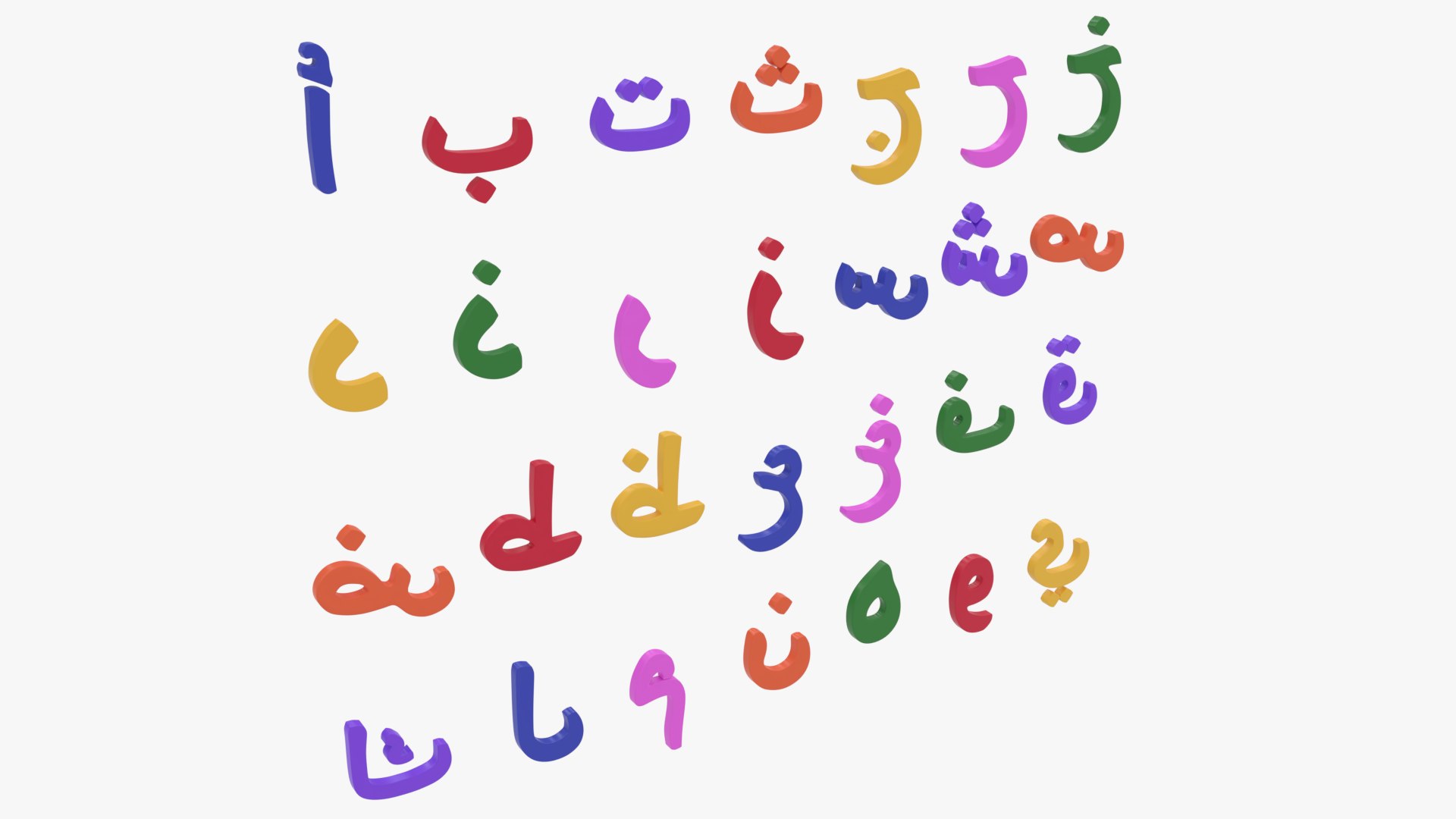 3D Arabic Colorful Letters Model - TurboSquid 1524185
