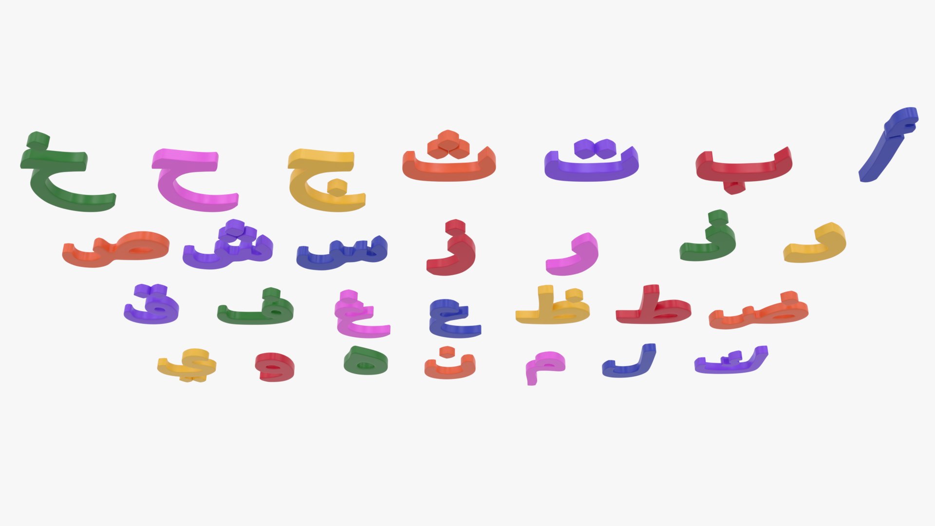 3D Arabic Colorful Letters Model - TurboSquid 1524185