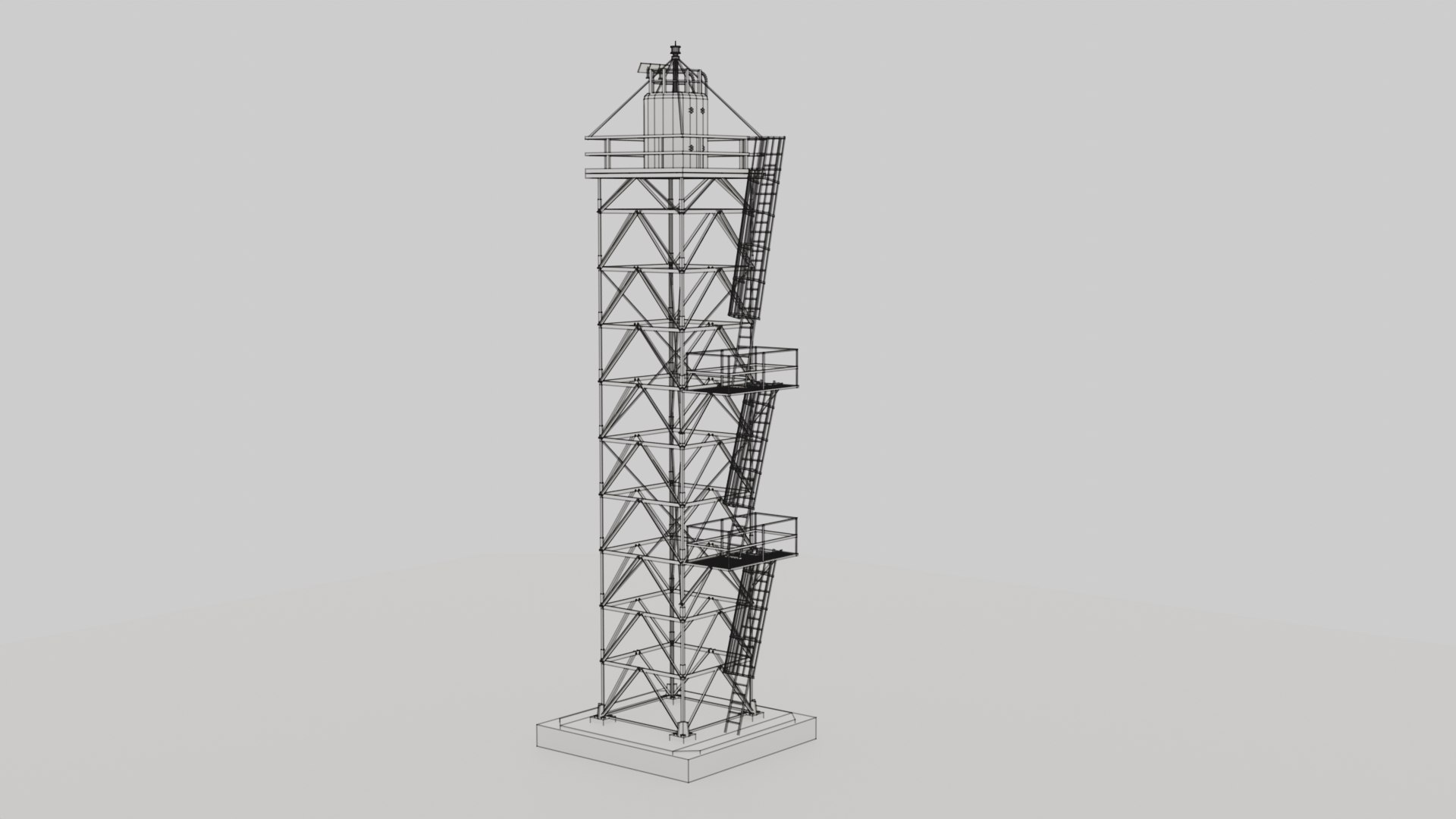 3D Steel Tower Metal Water Tower Lighthouse Landmark - TurboSquid 2091217