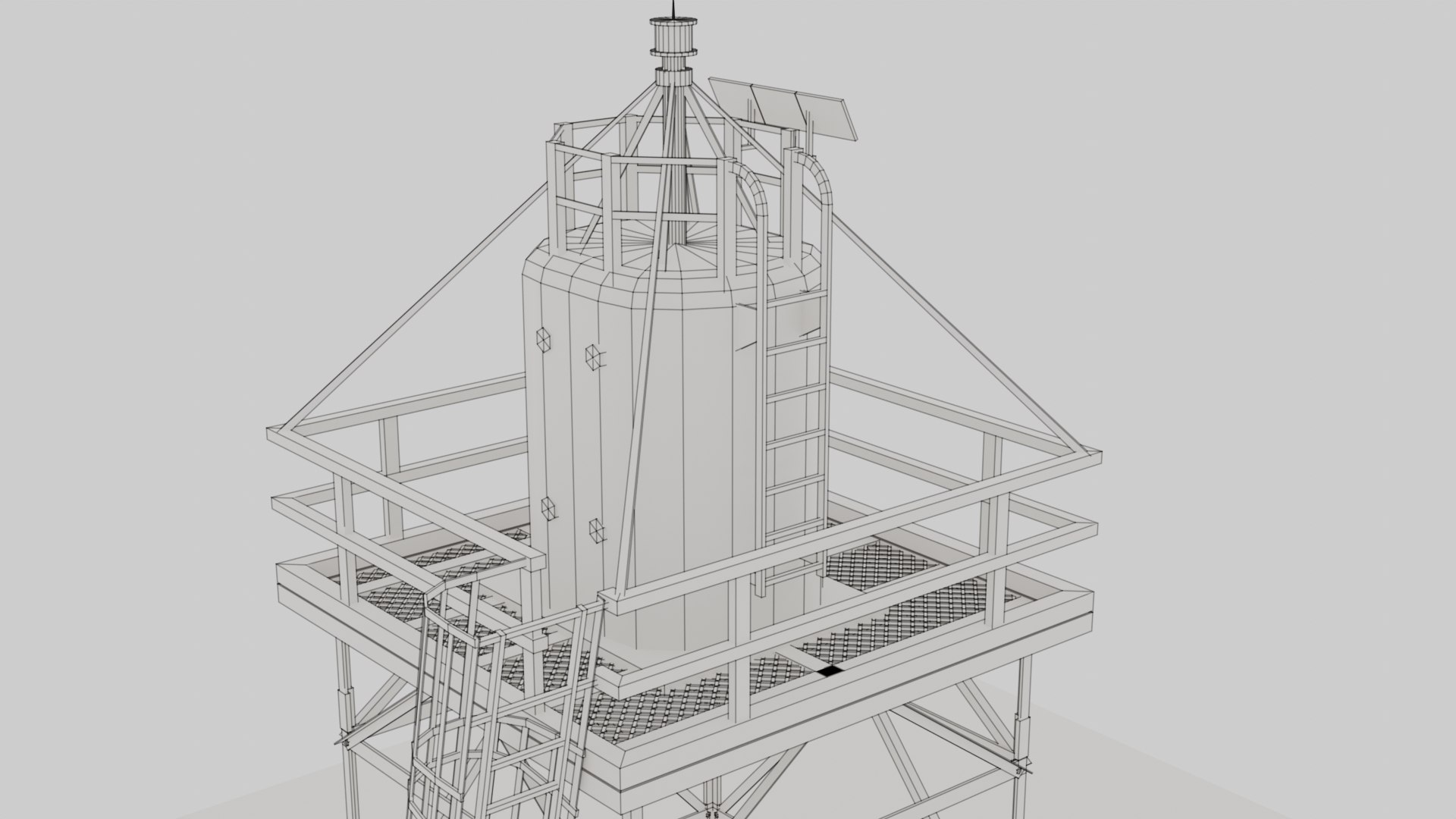 3D Steel Tower Metal Water Tower Lighthouse Landmark - TurboSquid 2091217