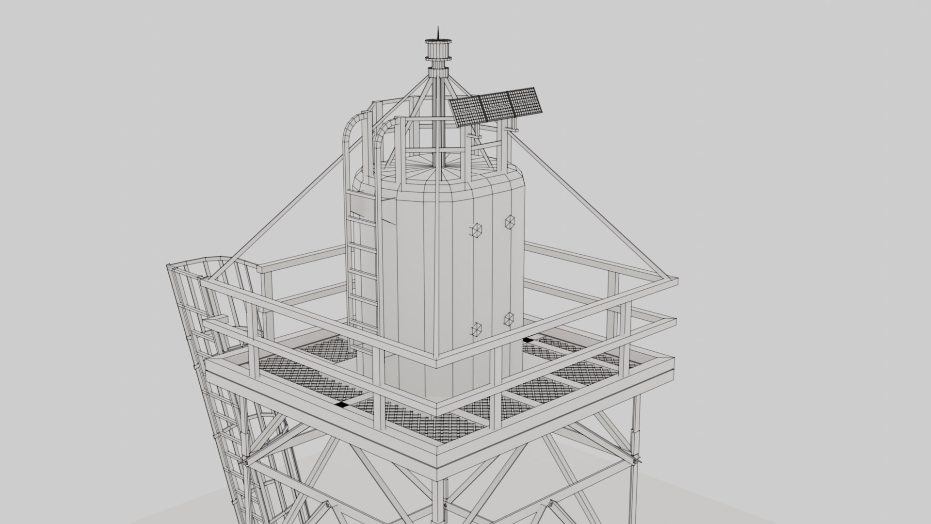 3D Steel Tower Metal Water Tower Lighthouse Landmark - TurboSquid 2091217