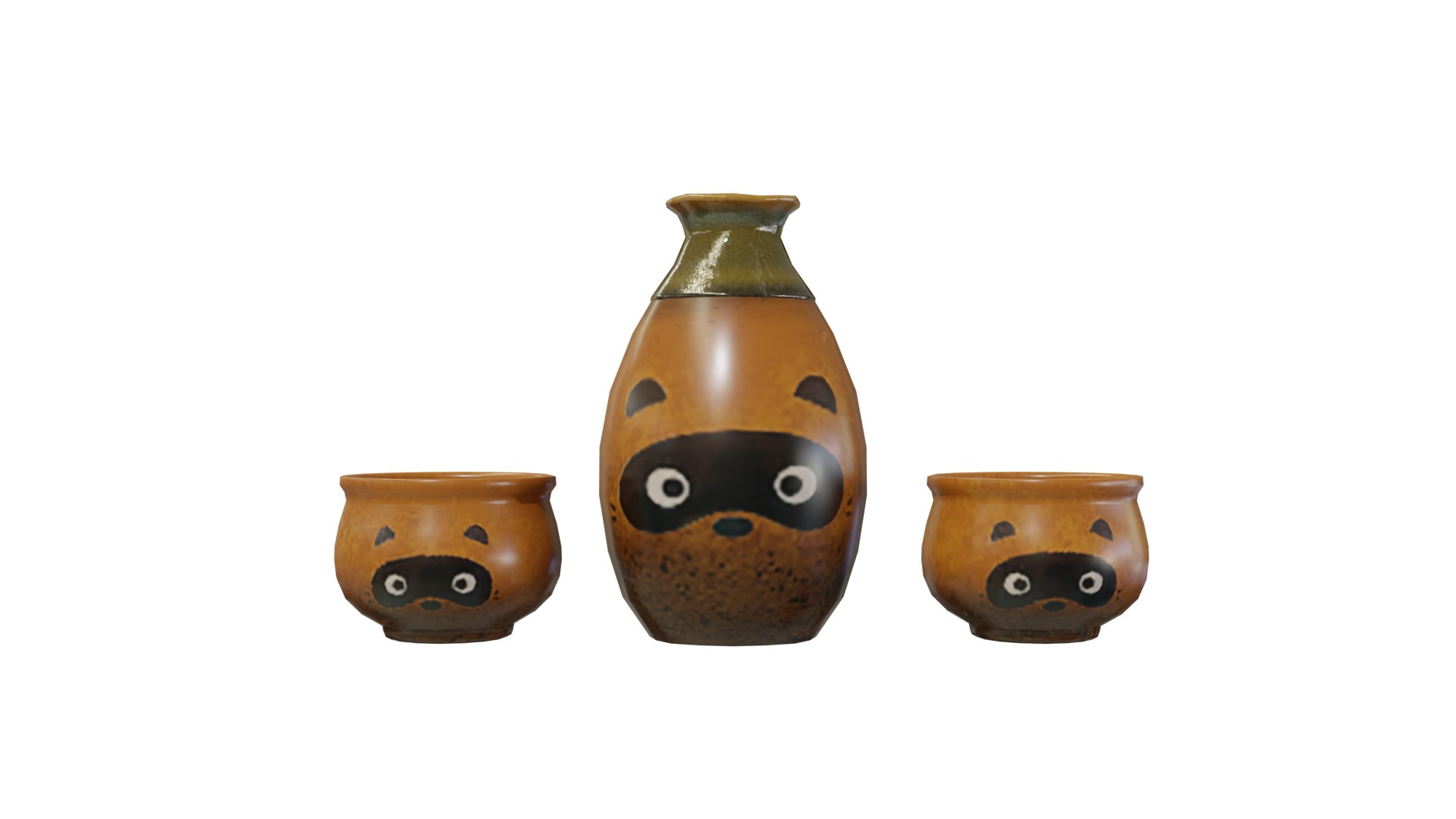 Tanuki Sake Set 3D Model - TurboSquid 2222064