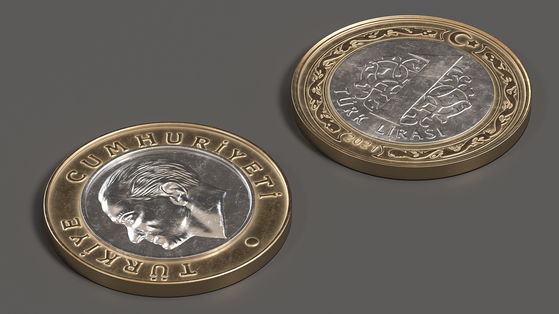 1 Turkish Lira Coin 3D - TurboSquid 1985445