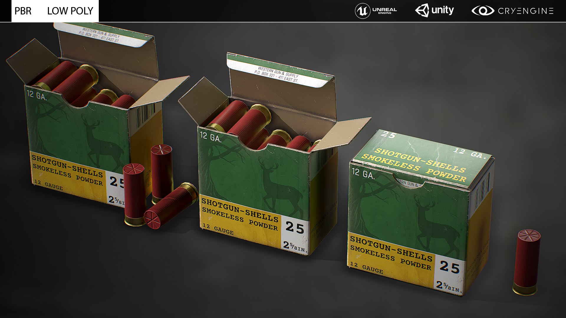 3D Realistic Shotgun Shells Pack - PBR Low Poly - TurboSquid 1768264