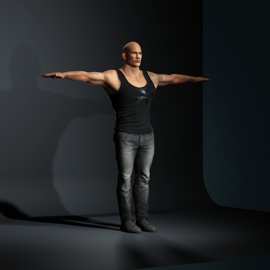 3D Dwayne Johnson 3D Model Low-poly - TurboSquid 2270130