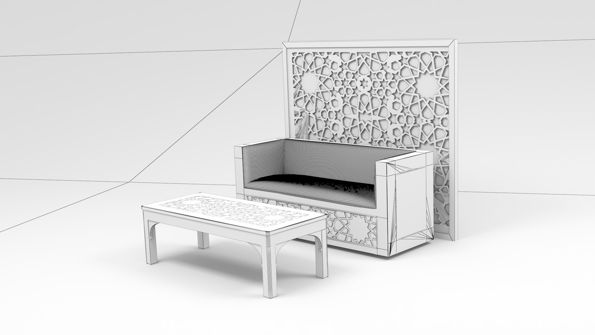 3D Model Islamic Moroccan Sofa And Table - TurboSquid 1917835