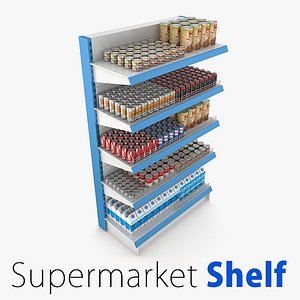 3d model supermarket double shelf module