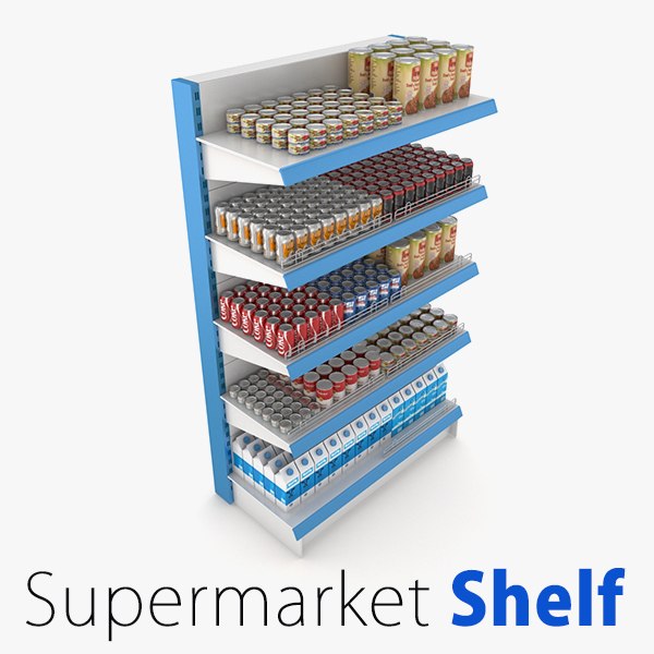 3d supermarket 1 shelf model