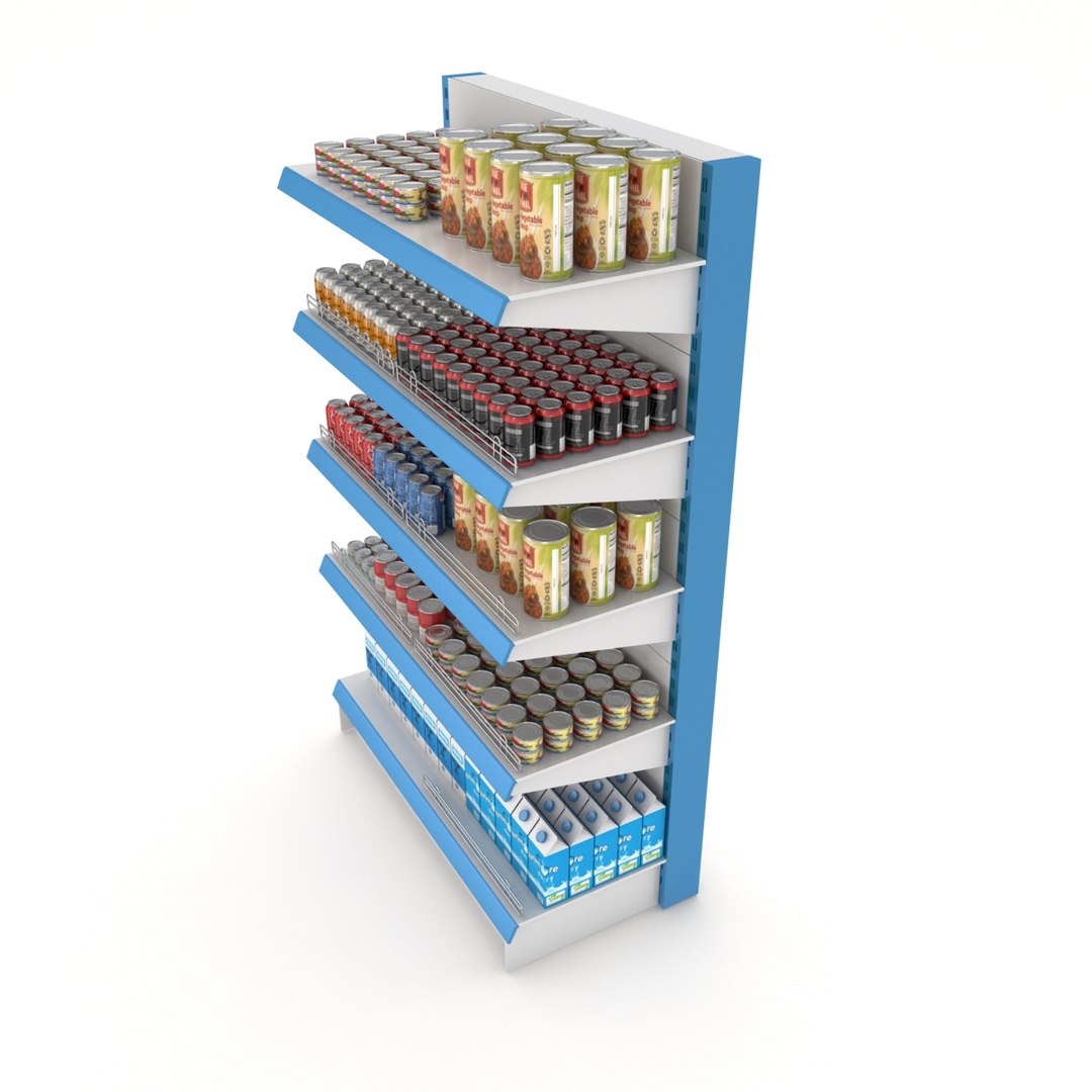 3d Supermarket 1 Shelf Model