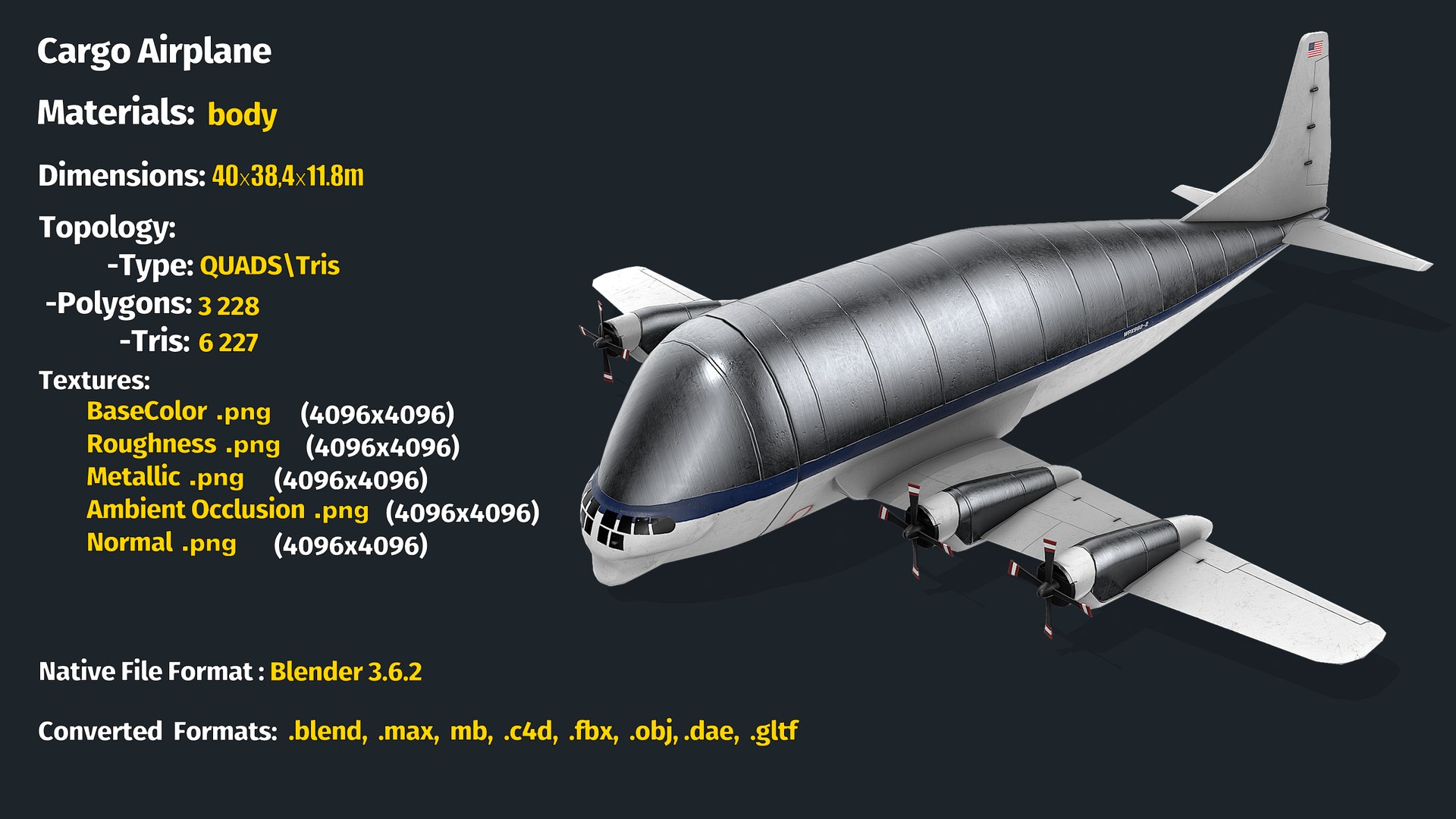 3D Model Cargo Airplane - TurboSquid 2139509