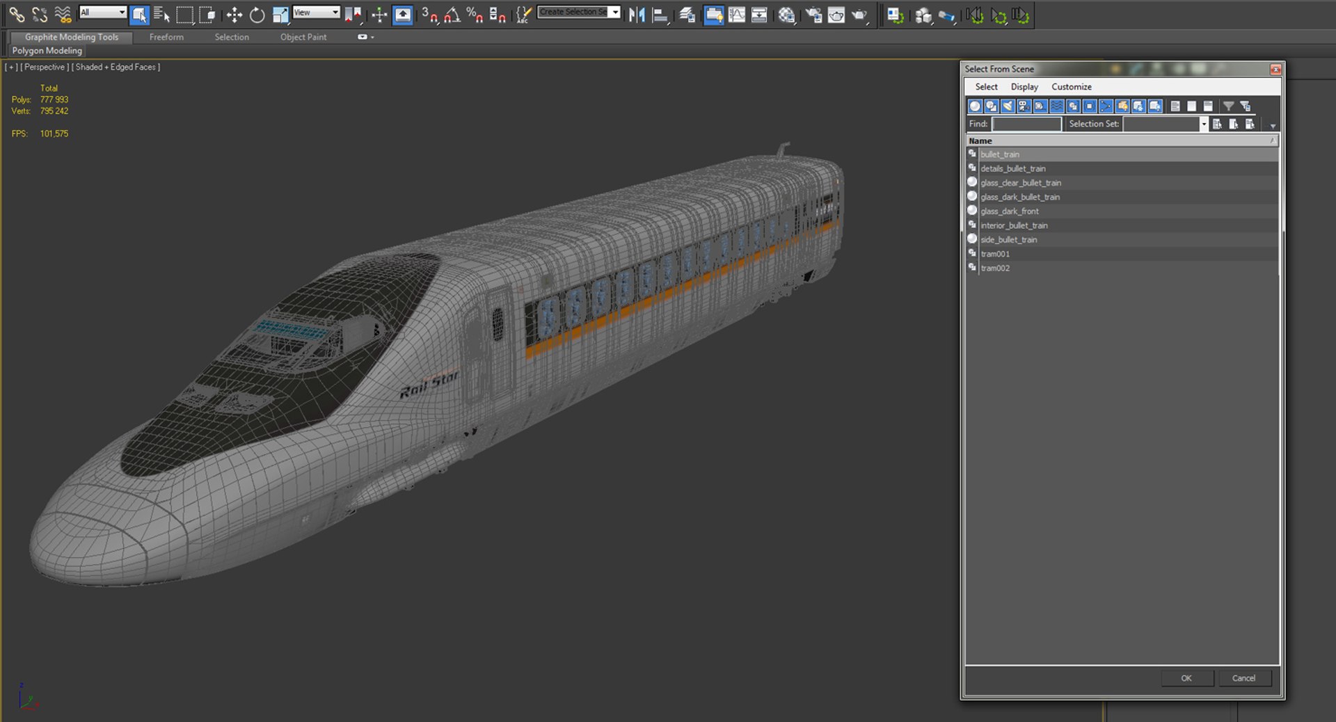bullet train locomotive rail 3d model