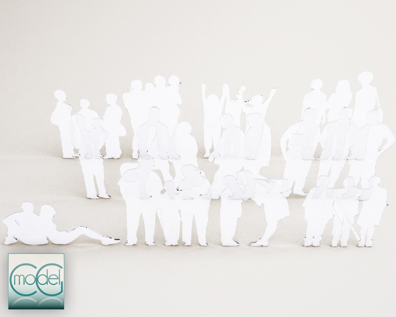 silhouette people 3d 3ds