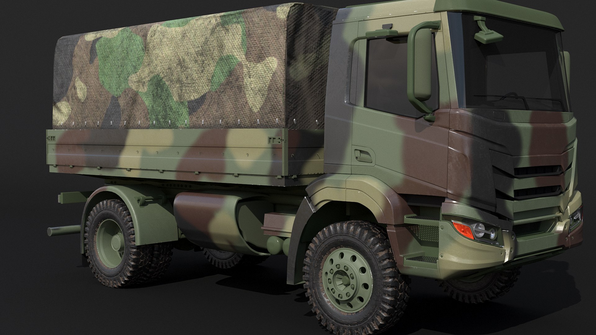 3D Generic Military Camo Truck Model - TurboSquid 2016847