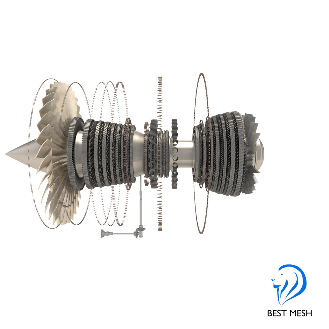 d-18t turbofan engine 3d obj