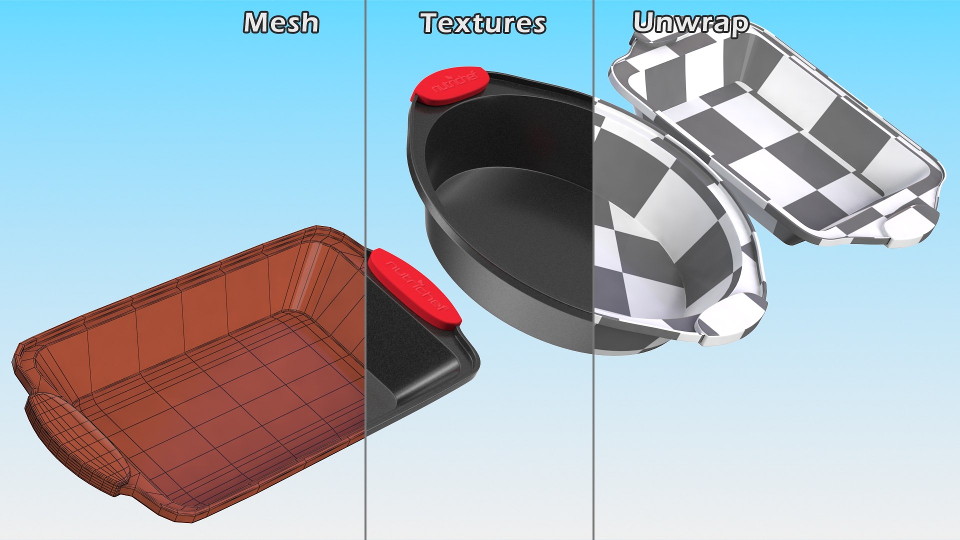 3D model 3 Cake Baking Pan Set Non Stick - TurboSquid 1980774