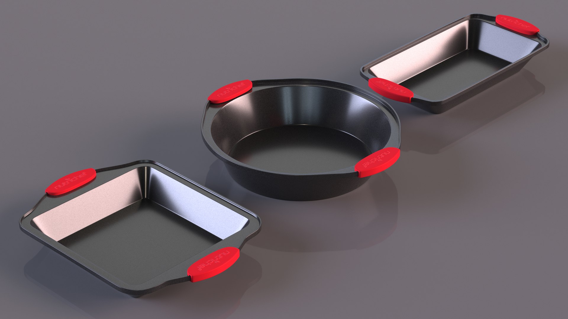 3D model 3 Cake Baking Pan Set Non Stick - TurboSquid 1980774