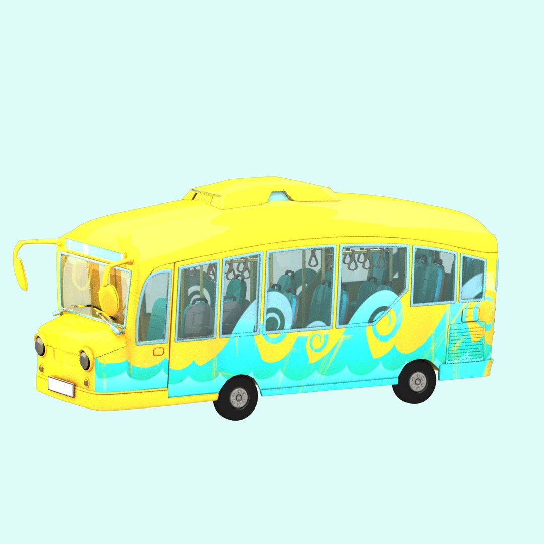Cartoon Bus Interior 3d Model