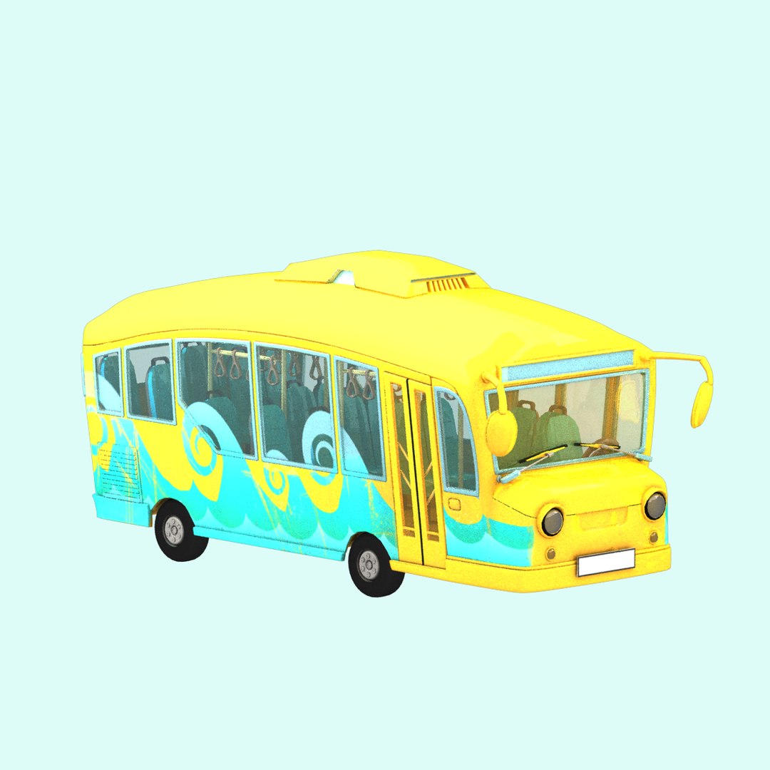 Cartoon Bus Interior 3d Model