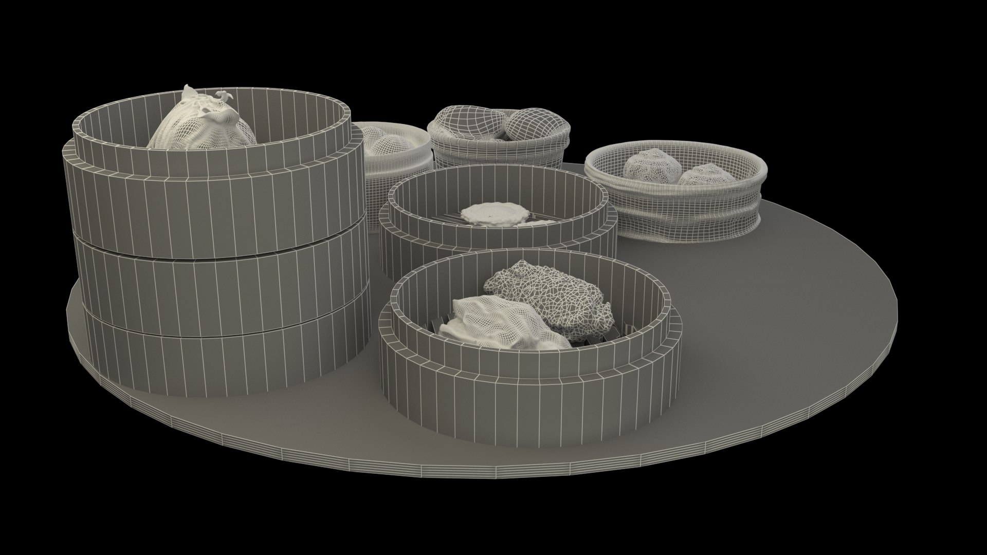 Chinese Dim Sum Bamboo Steamer 3D Model - TurboSquid 2284297