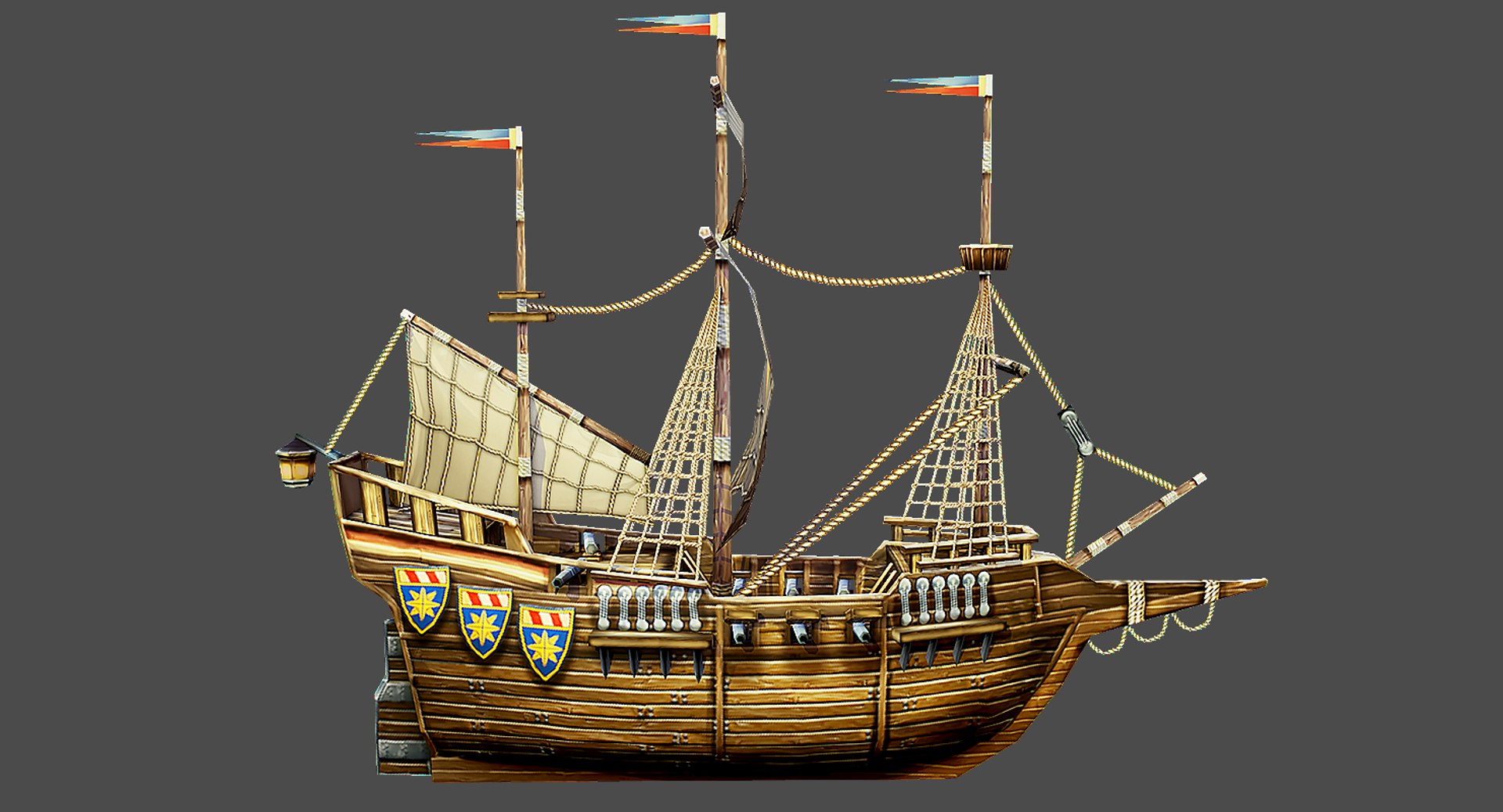 Cartoon Frigate 3d Max