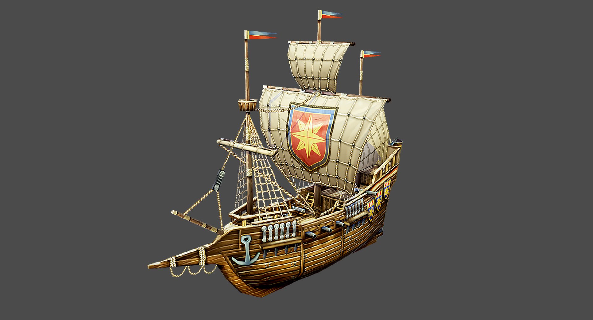 Cartoon Frigate 3d Max