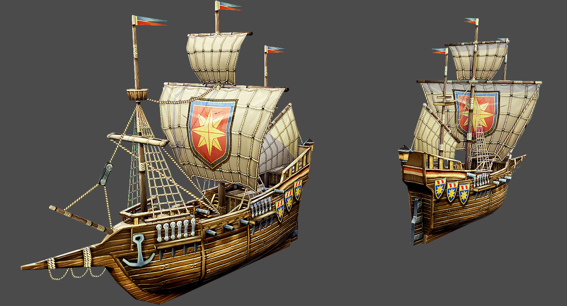 Cartoon Frigate 3d Max