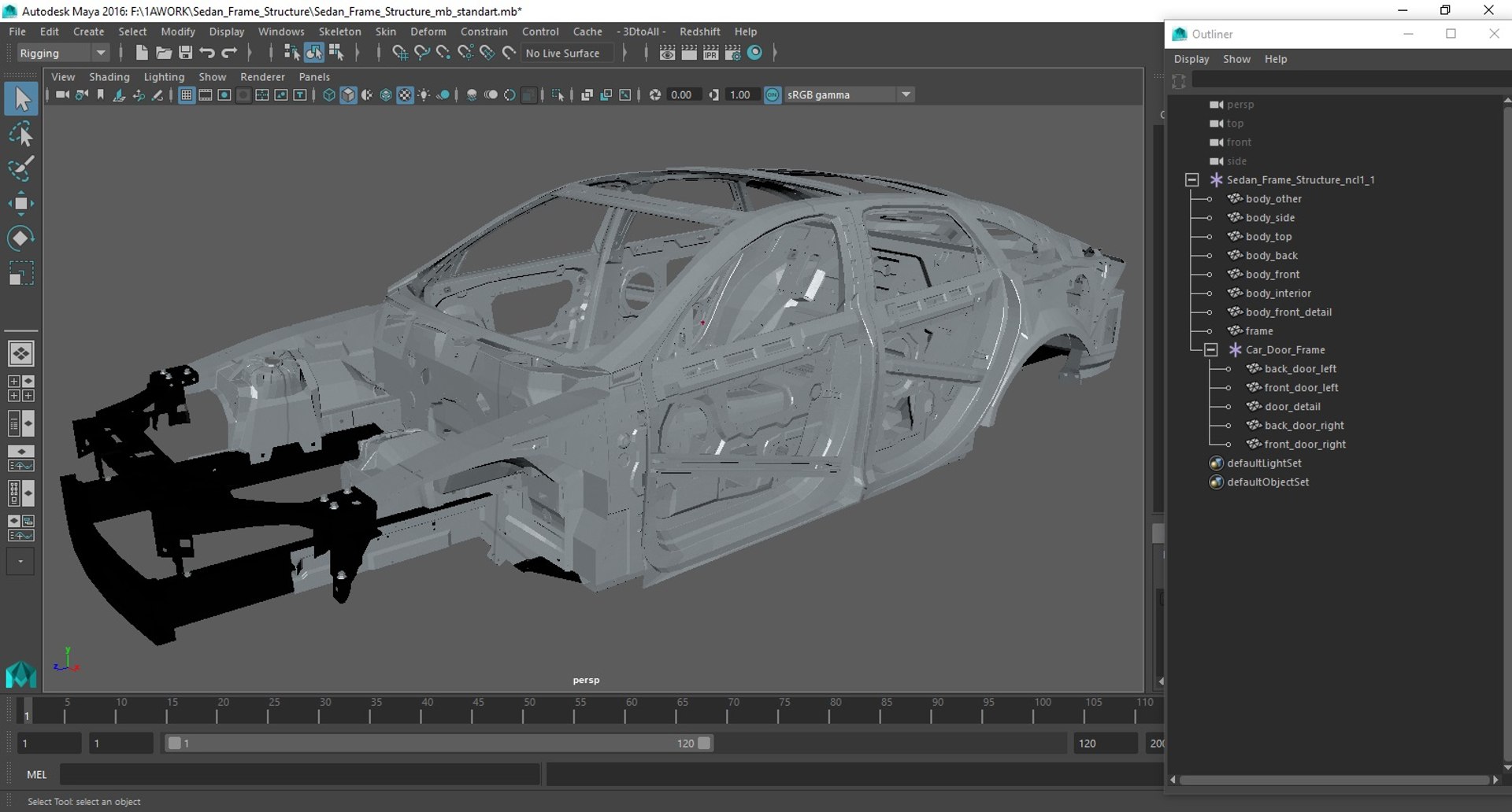 Sedan Frame Structure Model - TurboSquid 2208689