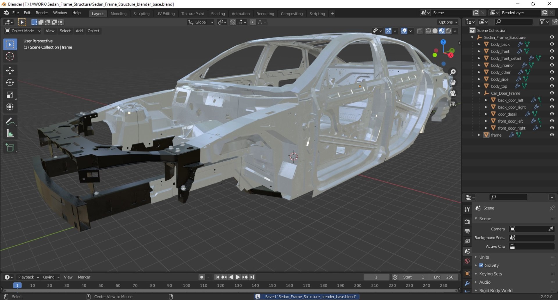 Sedan Frame Structure Model - TurboSquid 2208689
