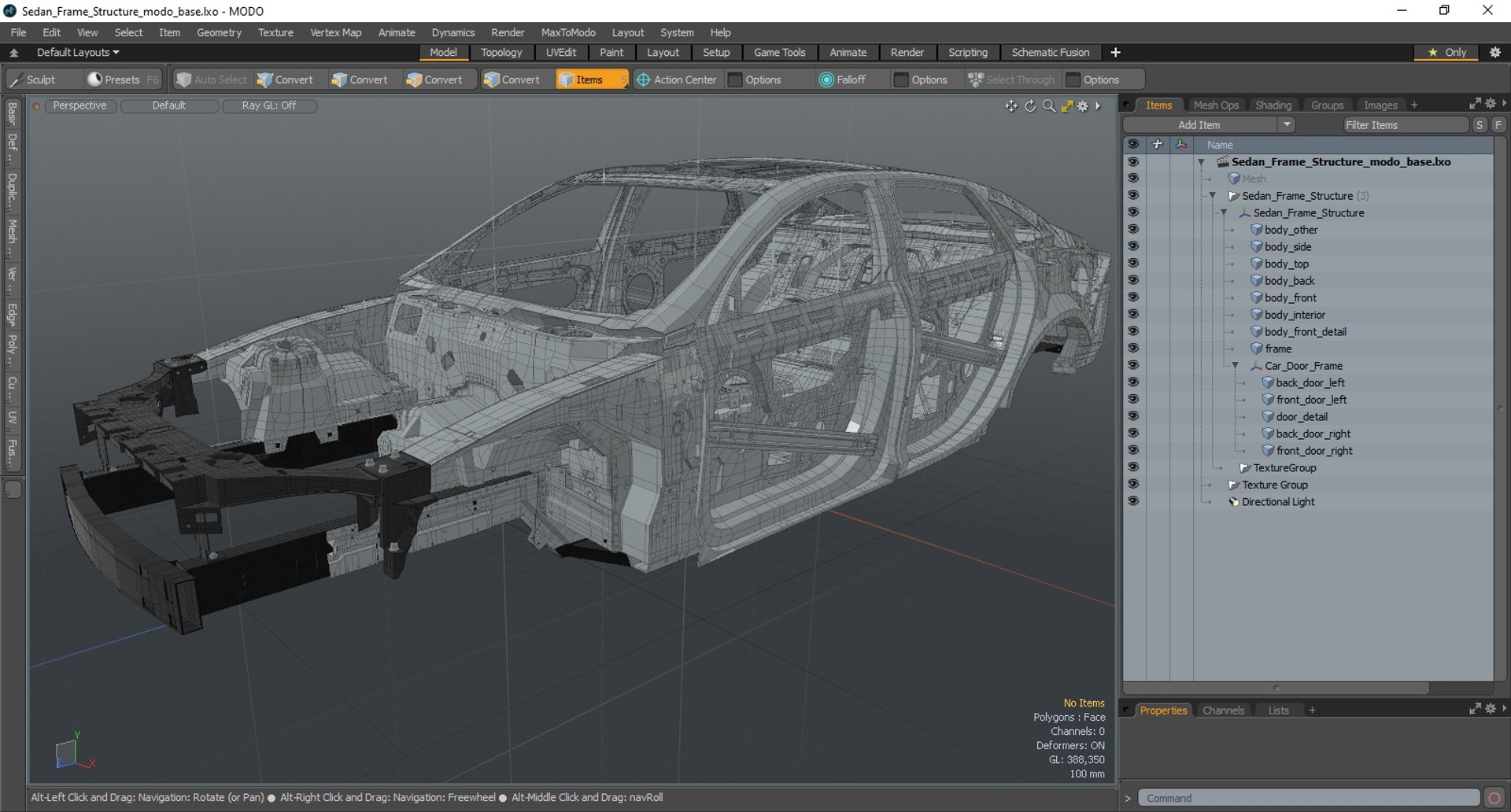 Sedan Frame Structure Model - TurboSquid 2208689