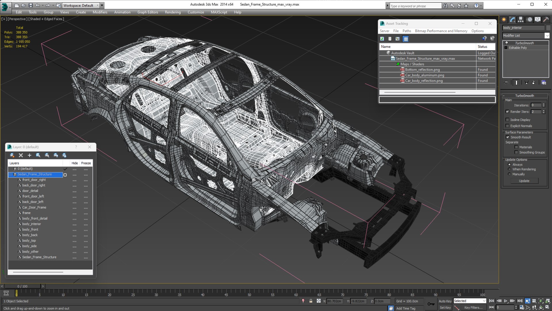 Sedan Frame Structure Model - TurboSquid 2208689