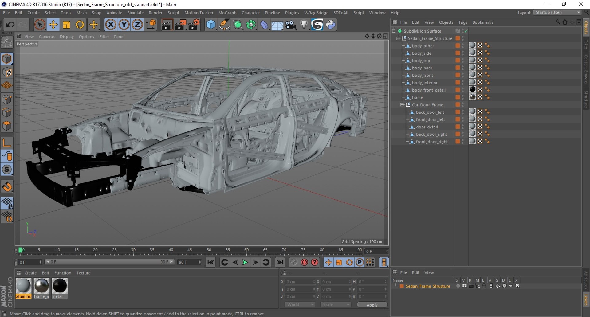 Sedan Frame Structure Model - TurboSquid 2208689