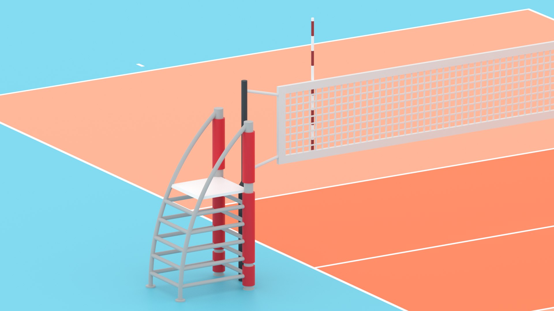 3D Cartoon Volleyball Court 3D Model - TurboSquid 2234275