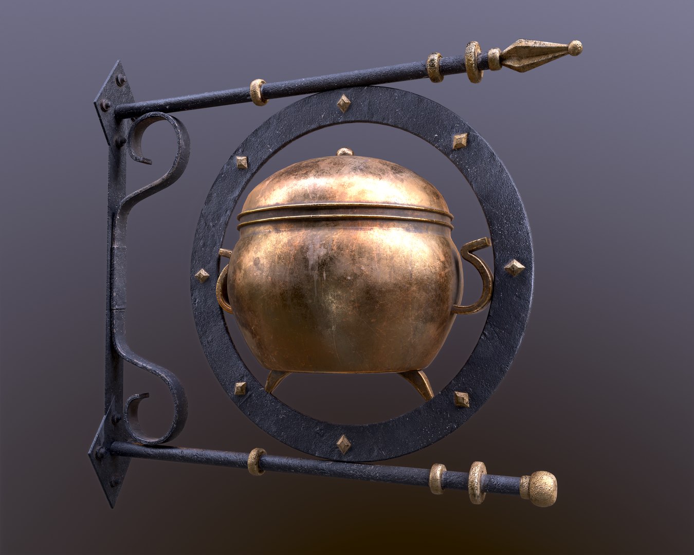 3D Street Forged Sign With A Pot Model - TurboSquid 2090907