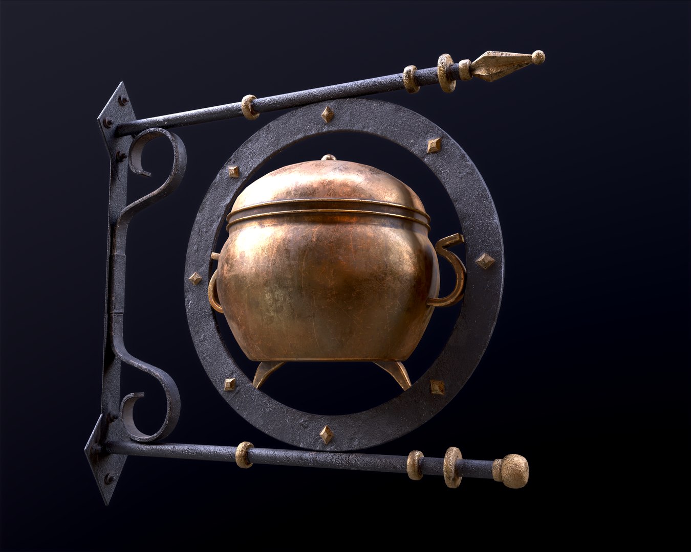 3D Street Forged Sign With A Pot Model - TurboSquid 2090907