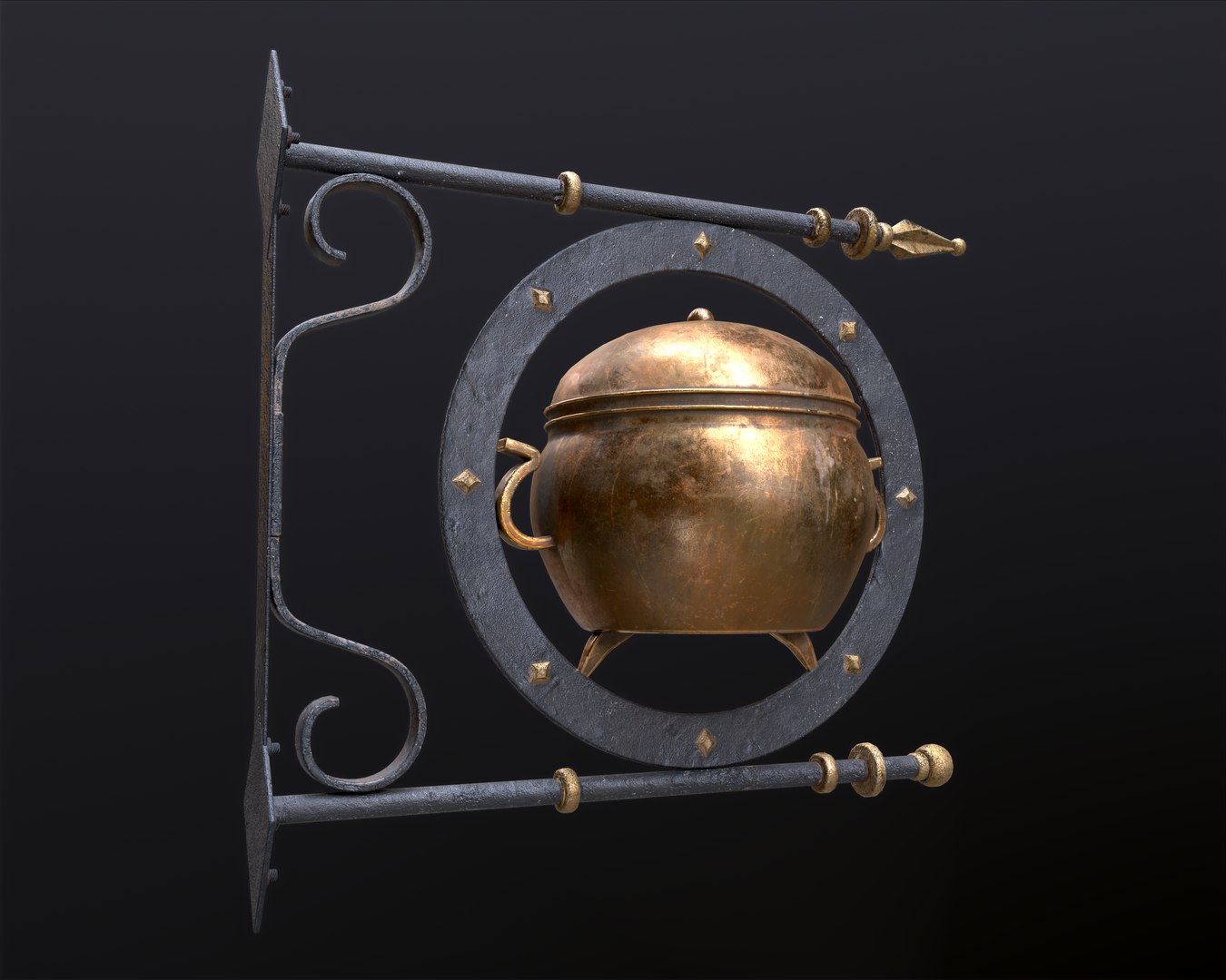 3D Street Forged Sign With A Pot Model - TurboSquid 2090907